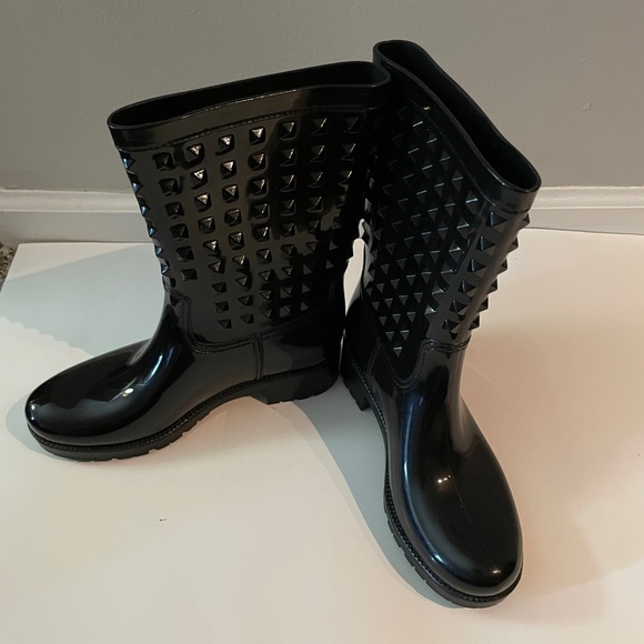 Personal Identity | Shoes | New Black Studded Rain Boots Make An Offer ...